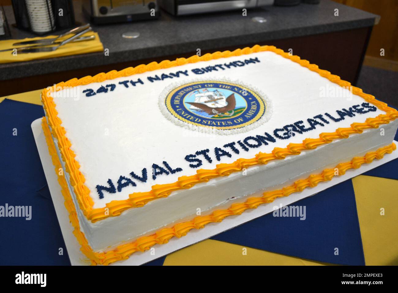 GREAT LAKES (Oct. 13, 2022) The Navy birthday cake at Galley 525 onboard Naval Station Great ...