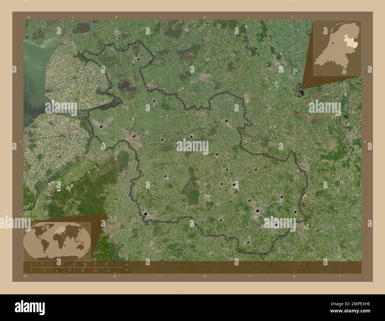 Overijssel, province of Netherlands. Low resolution satellite map ...