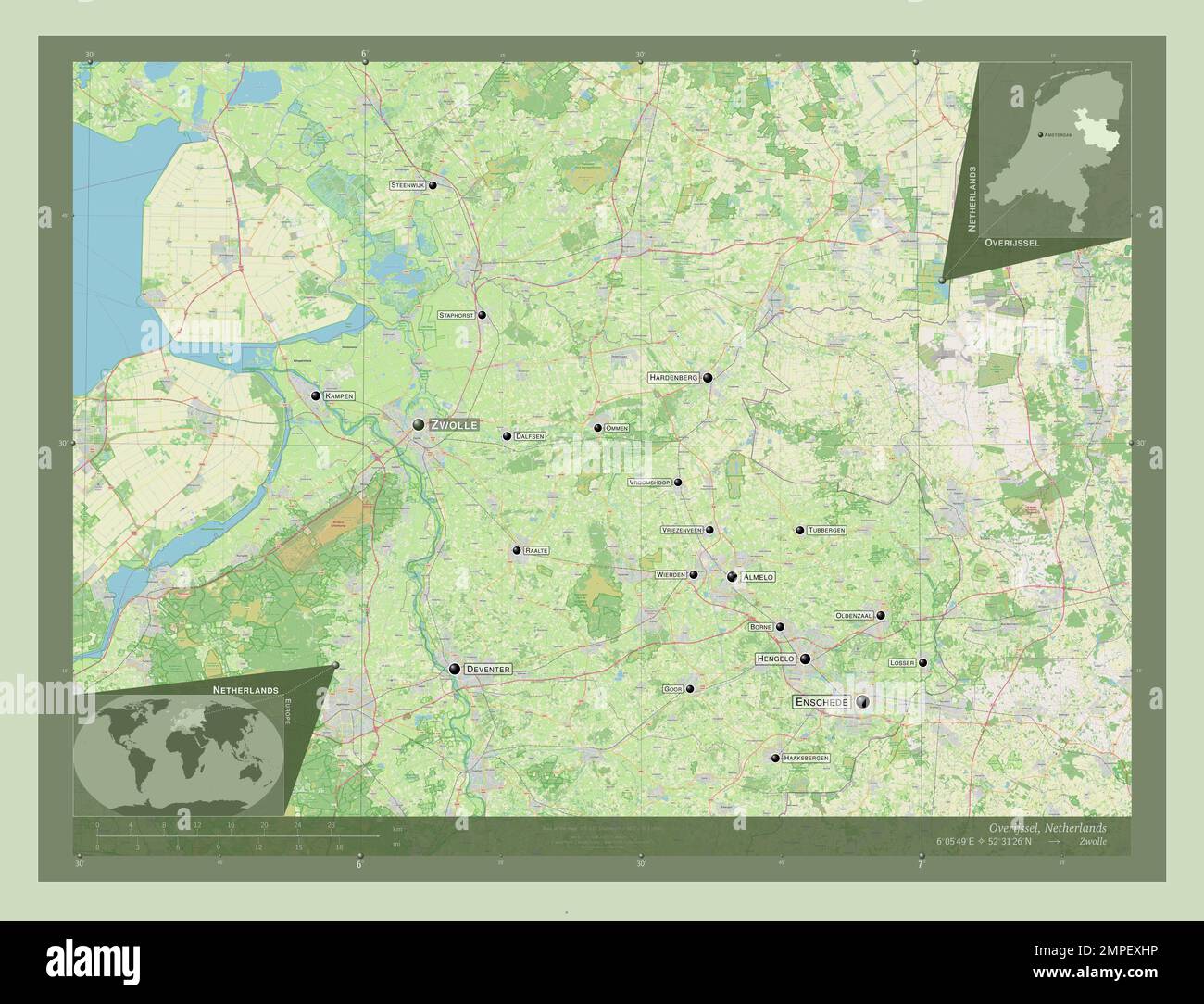 Overijssel, province of Netherlands. Open Street Map. Locations and ...