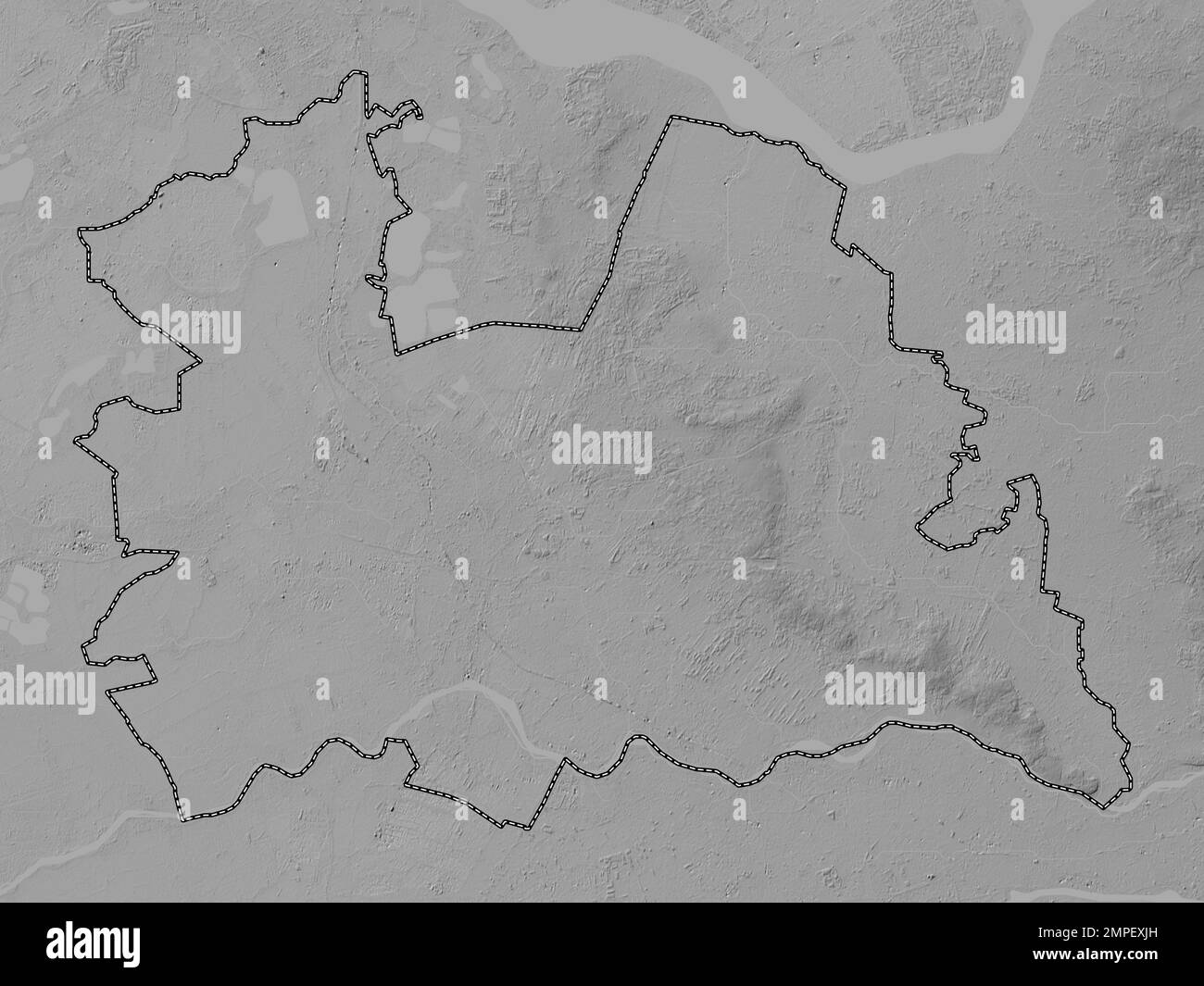 Utrecht, province of Netherlands. Grayscale elevation map with lakes ...