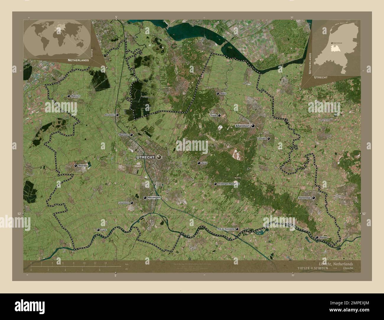 Utrecht, province of Netherlands. High resolution satellite map ...
