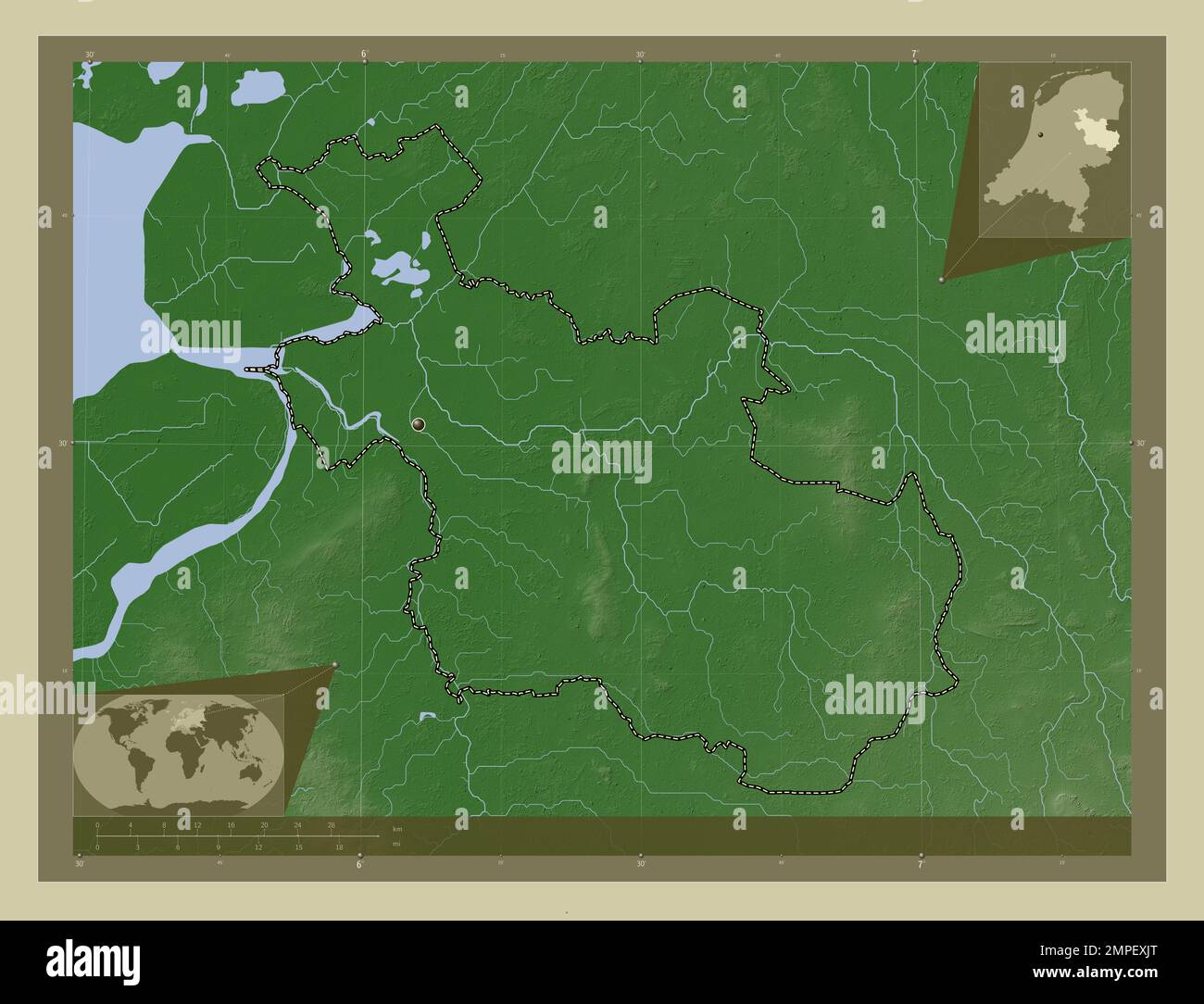 Overijssel, province of Netherlands. Elevation map colored in wiki ...