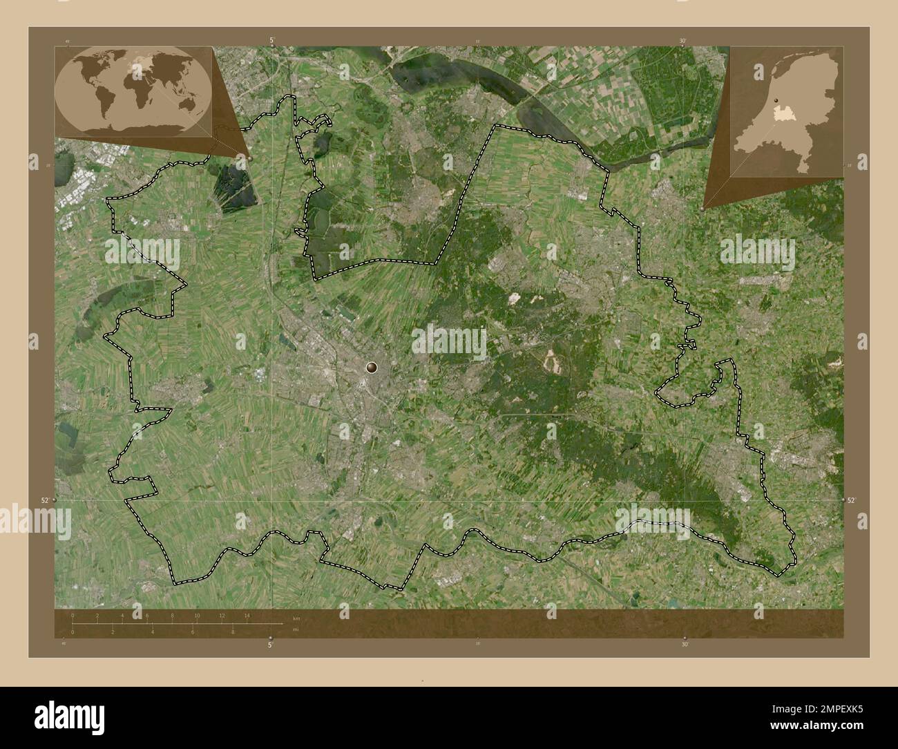 Utrecht, province of Netherlands. Low resolution satellite map. Corner ...