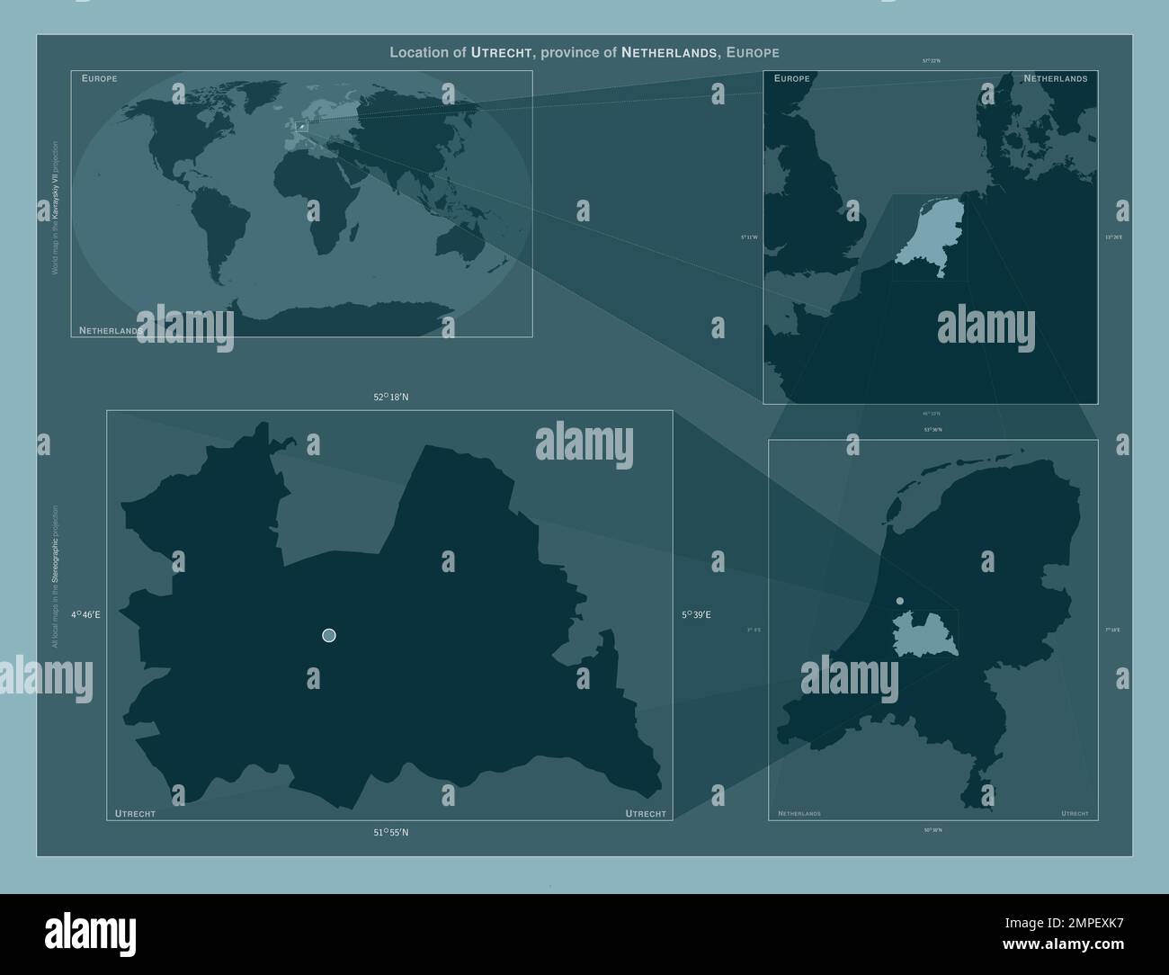 Utrecht, province of Netherlands. Diagram showing the location of the ...