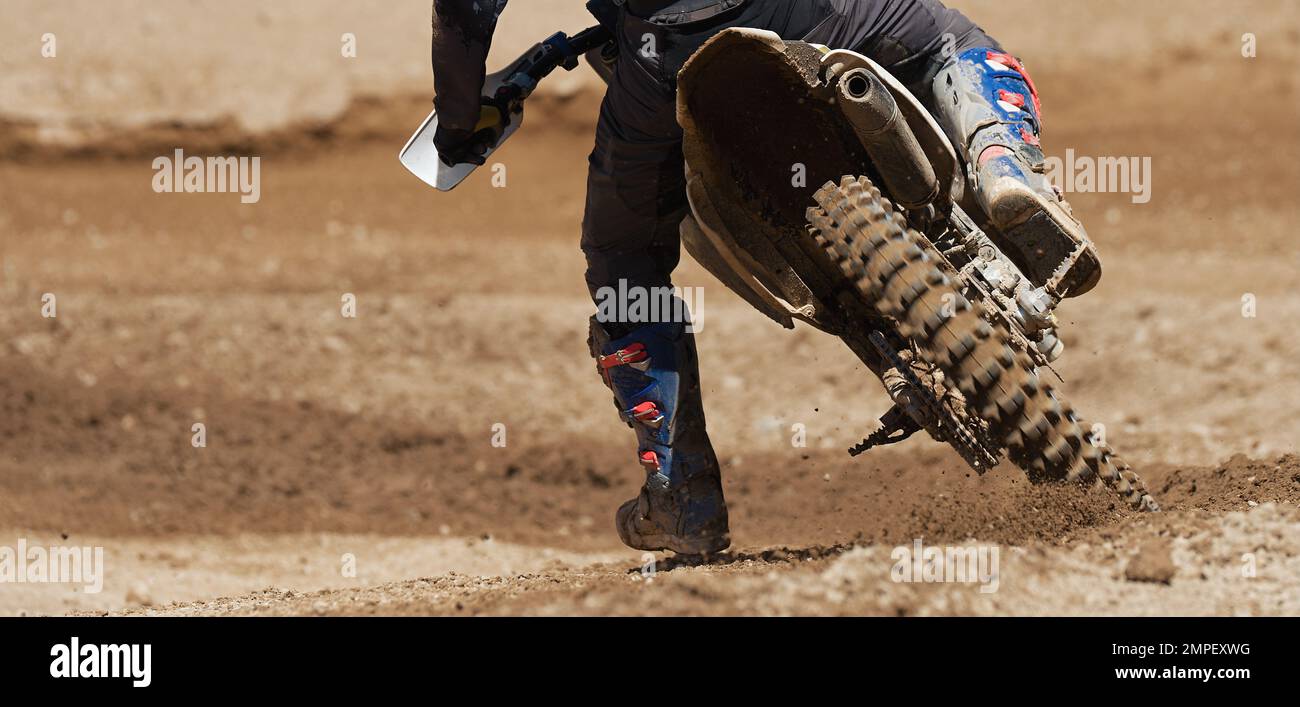 Motocross racer accelerating in dirt track hi-res stock photography and ...