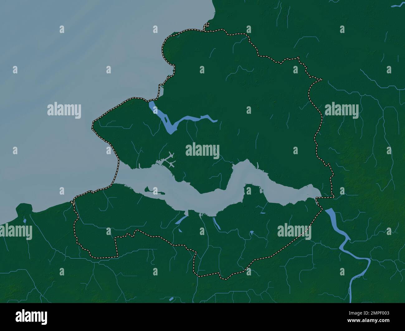 Zeeland, province of Netherlands. Colored elevation map with lakes and ...
