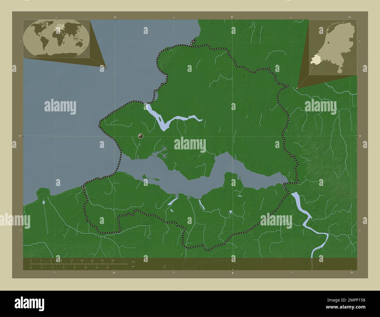 Zeeland, province of Netherlands. Elevation map colored in wiki style ...