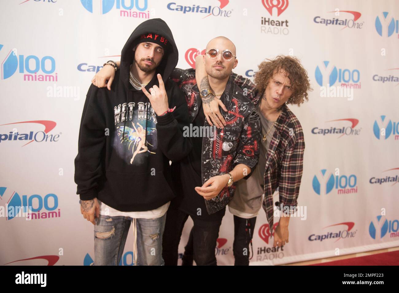 KEVI, from left, Matthew Russell and Trevor Dahl of Cheat Codes pose at ...