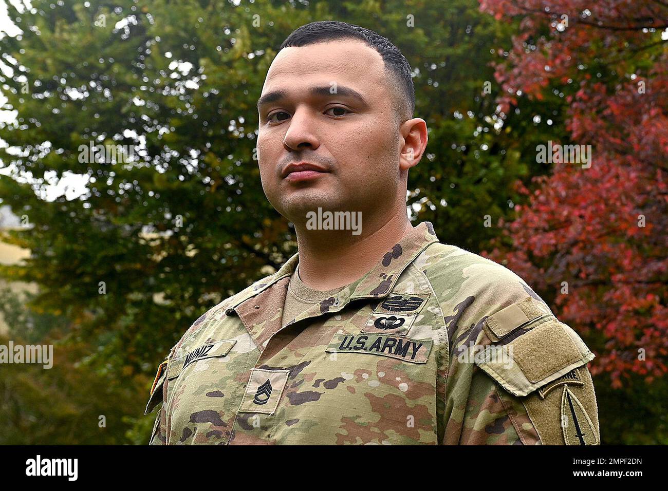 U.S. Army Sgt. 1st Class Robert Muniz poses for an environmental portrait at the Pentagon ...