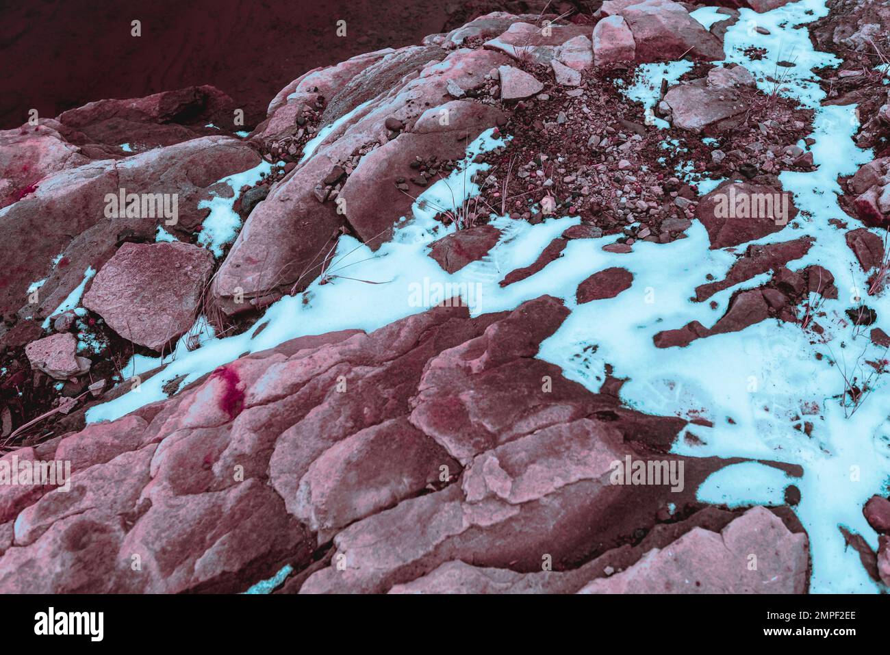 Abstract photo in shades of white cyberpunk rock formation rocks with ...