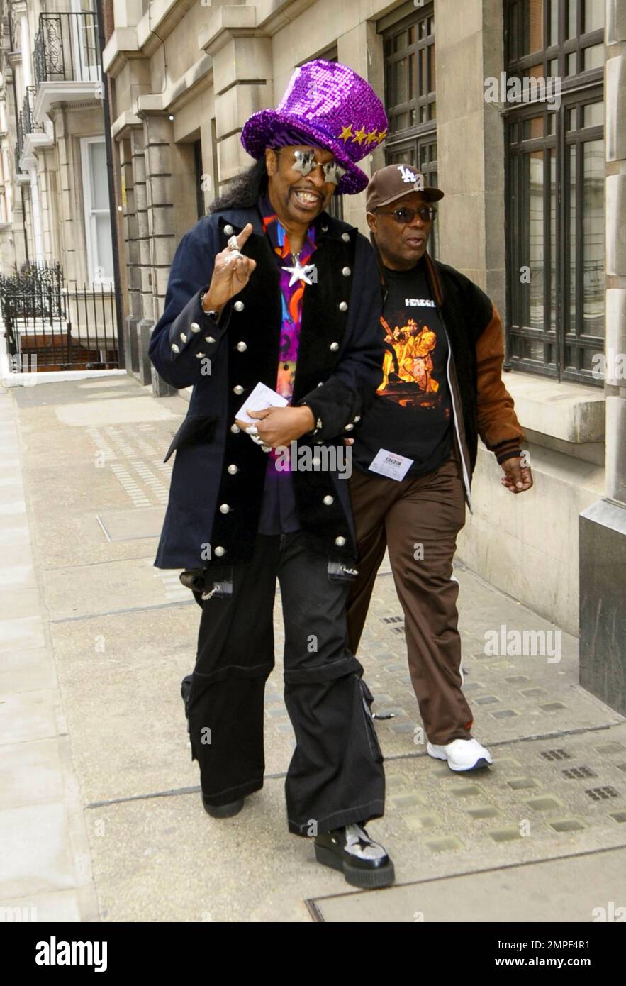 Always the flasy dresser, funk music legend Bootsy Collins wears a big ...