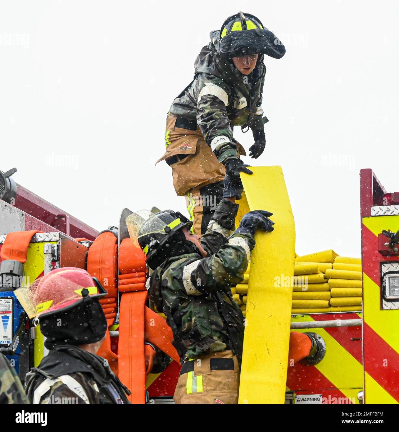 U.S. Air Force firefighters assigned to the 633d Civil Engineer ...