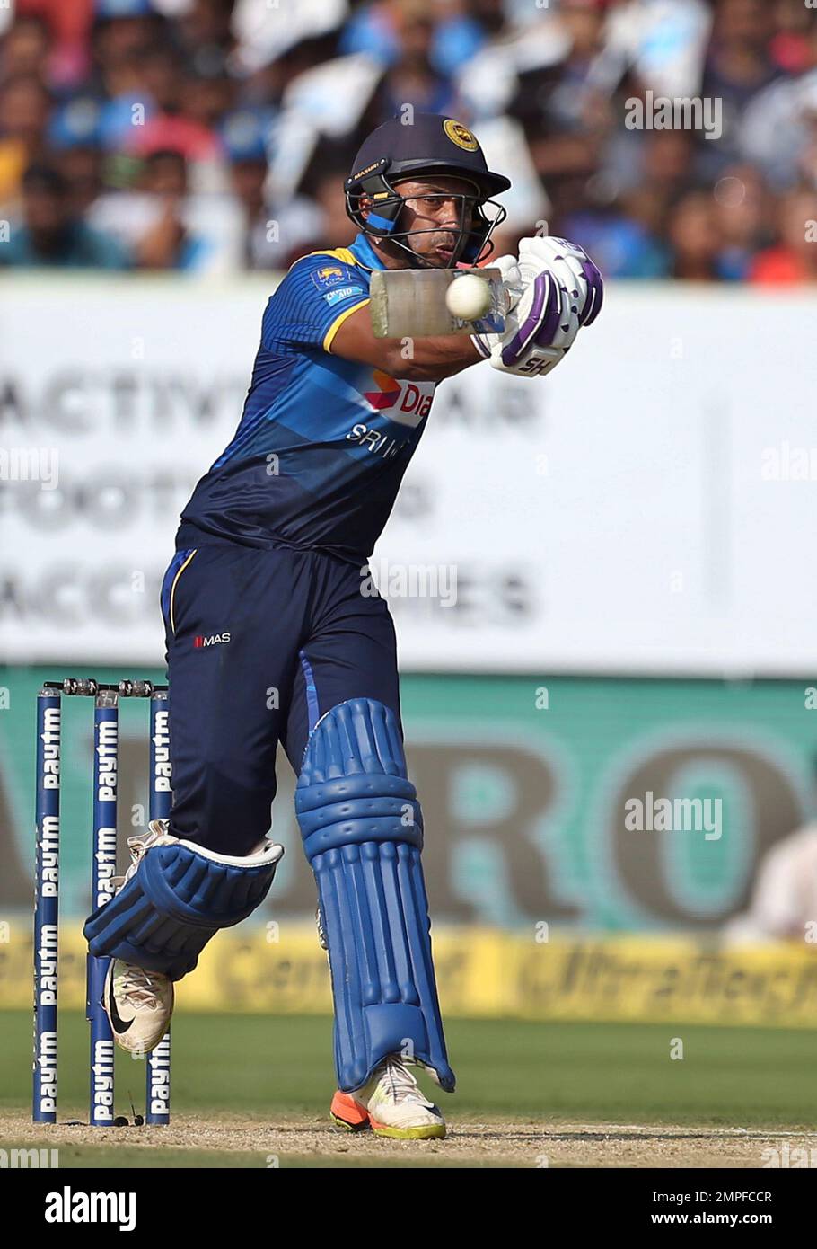 Sri Lanka's Sadeera Samarawickrama plays a shot during their third and ...