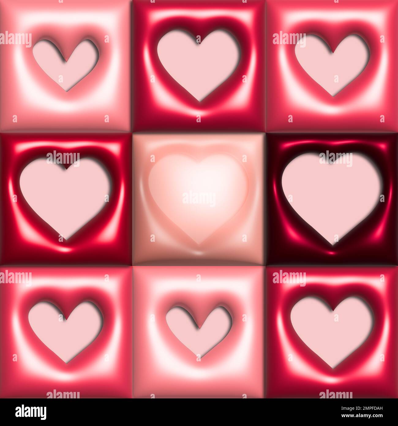 Set of pastel pink and red soft 3D heart shape frame design. Collection ...