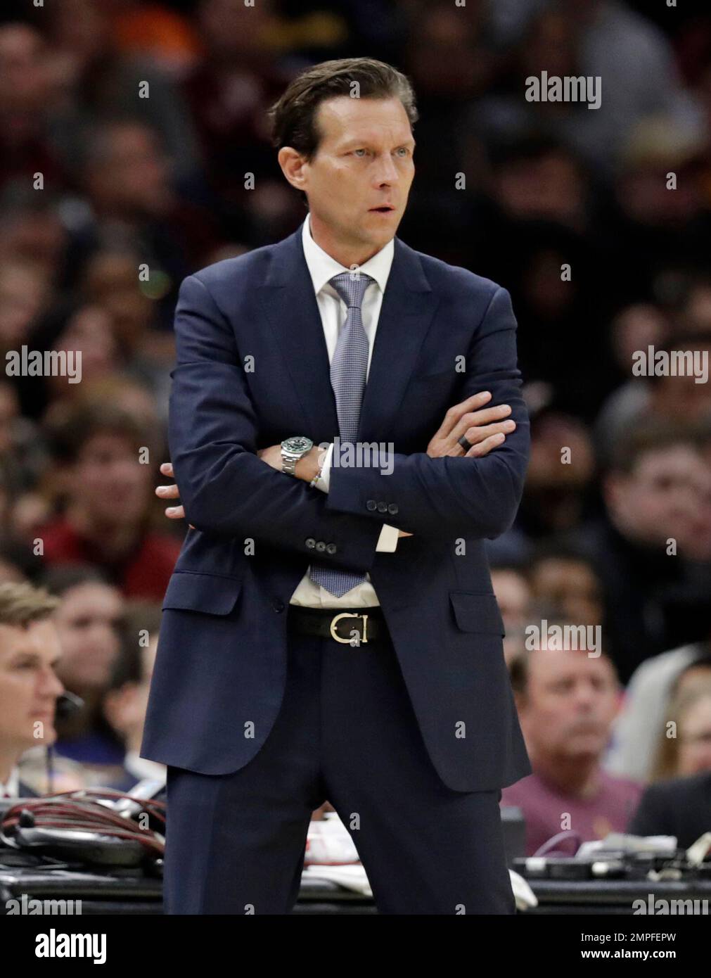 Utah Jazz head coach Quin Snyder watches the first half of an NBA ...