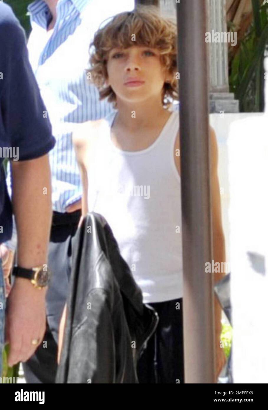 Elias Becker, 11, son of German tennis star Boris Becker, leaves his ...