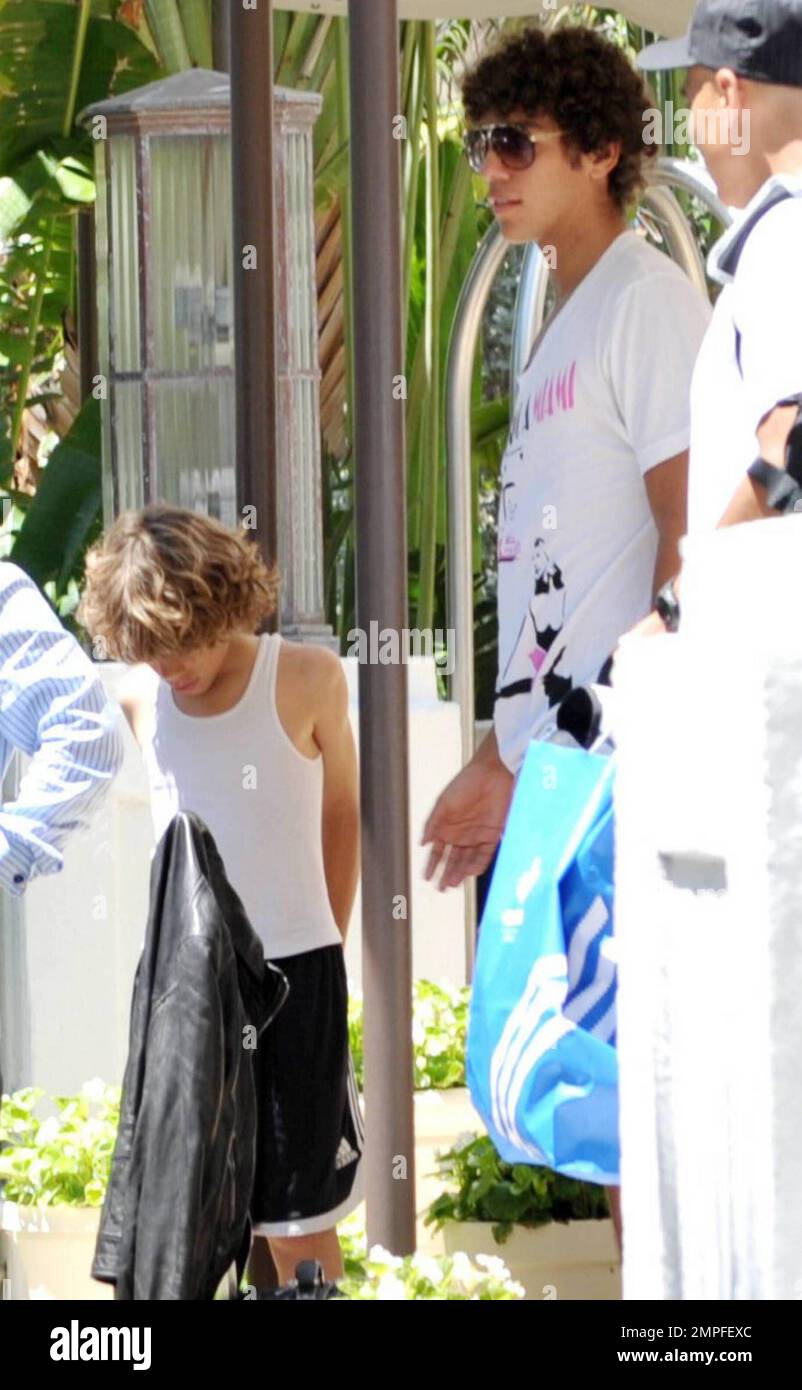 Elias Becker, 11, son of German tennis star Boris Becker, leaves his ...