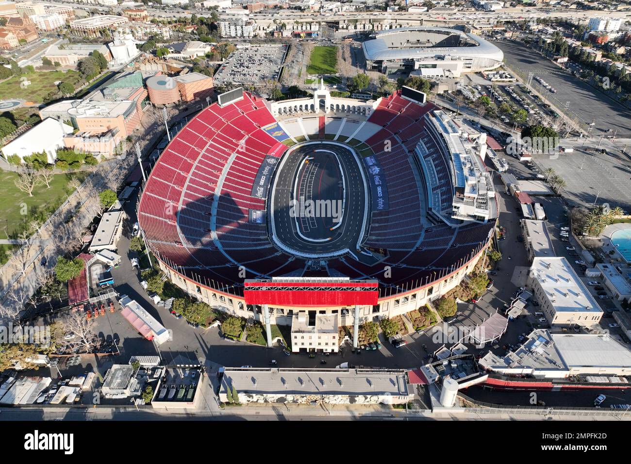 A general overall aerial view of the temporary asphalt racetrack at the ...