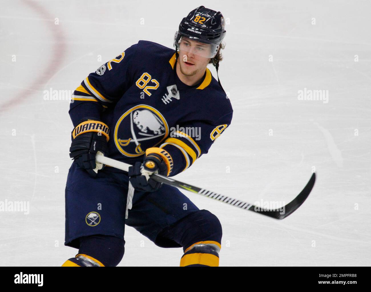 Buffalo Sabres defenseman Nathan Beaulieu (82) skates prior to an NHL ...