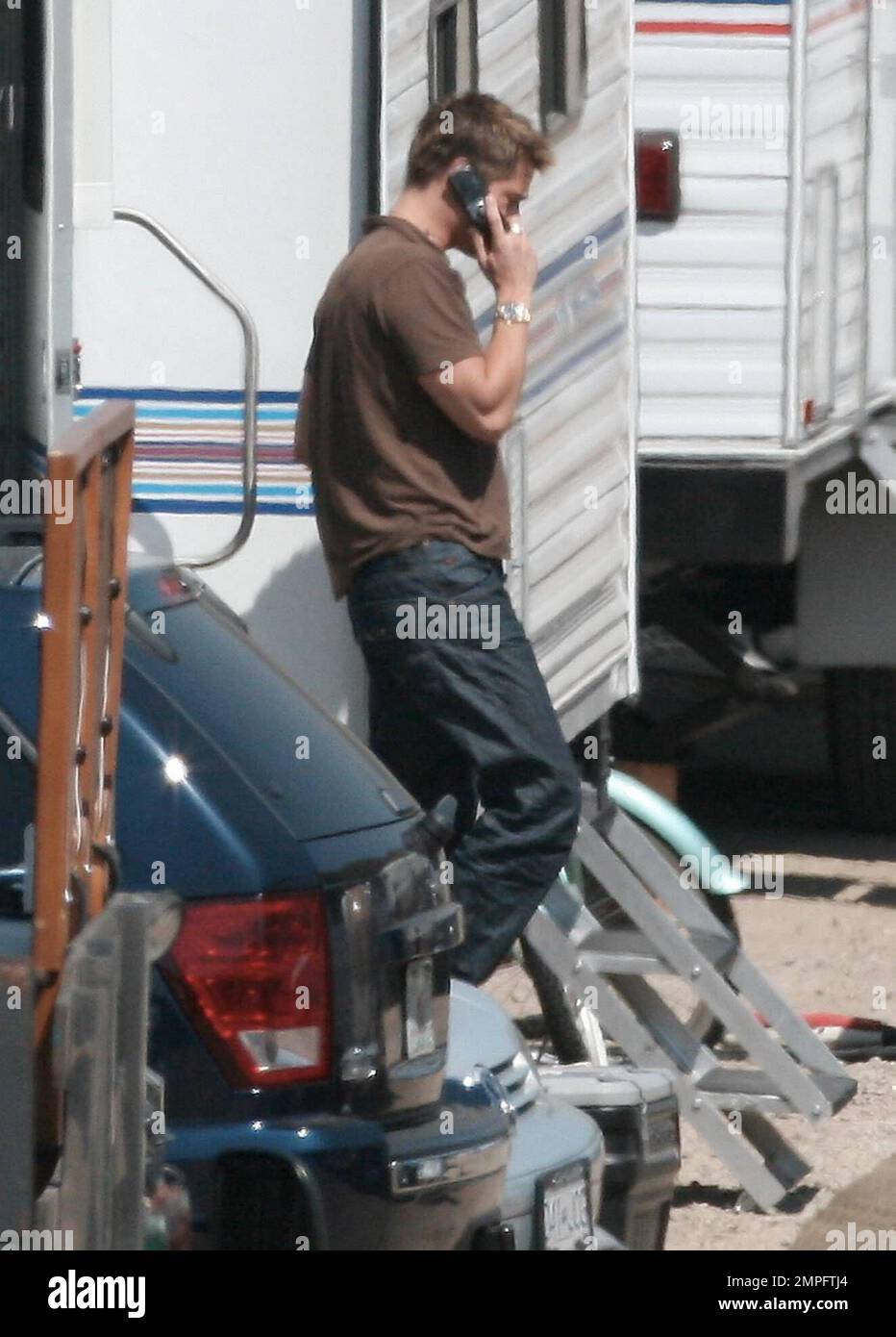 Brad Pitt on set of Oceans Thirteen filming in Los Angeles, Ca. Pitt ...