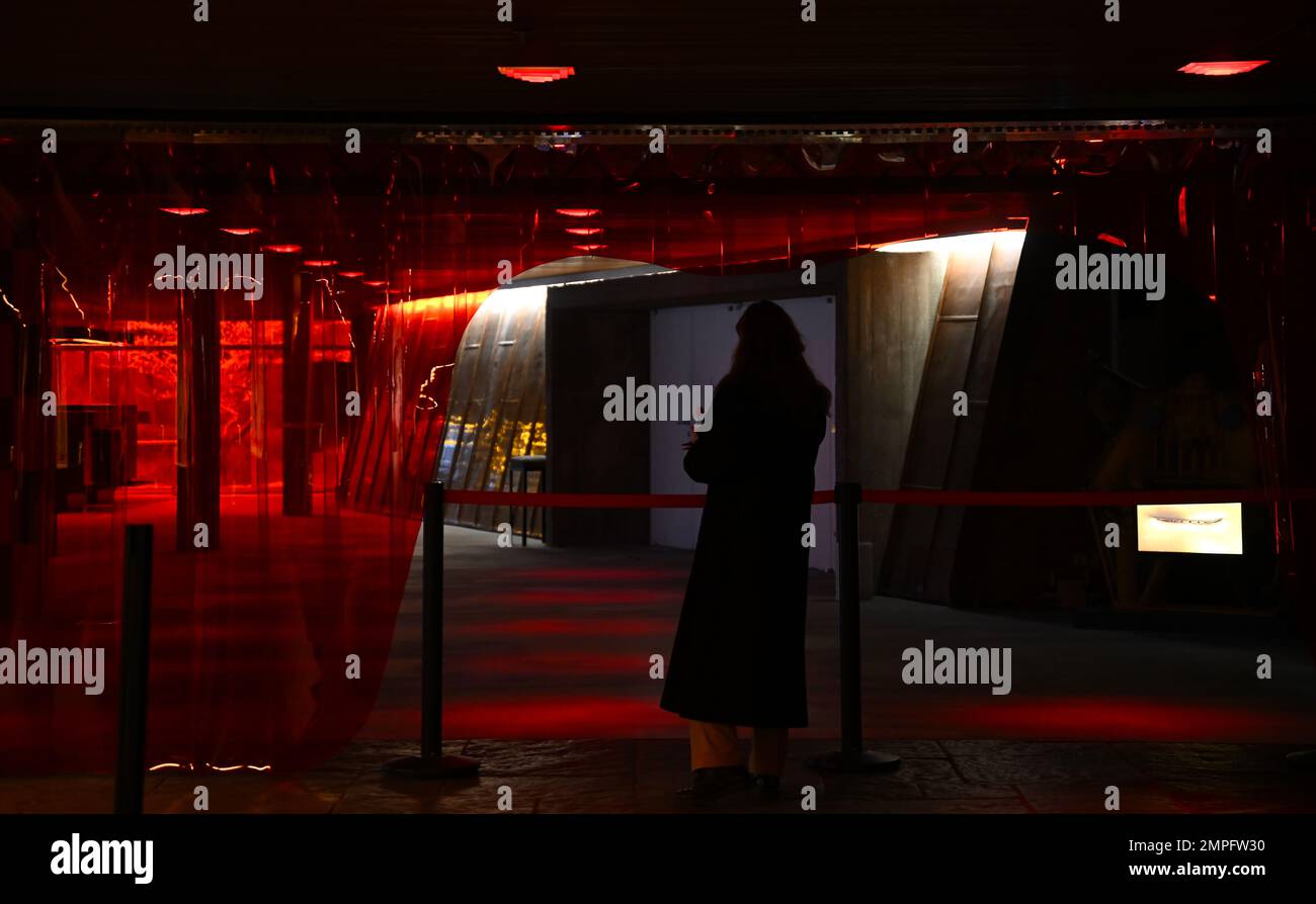 Berlin, Germany. 31st Jan, 2023. A young woman stands in the entrance ...