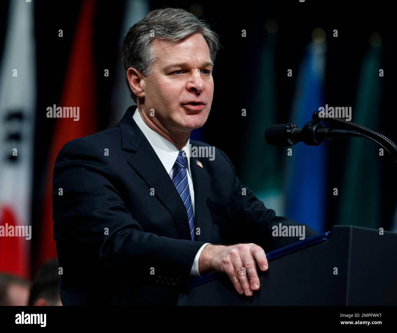 FBI Director Christopher Wray speaks during the FBI National Academy ...