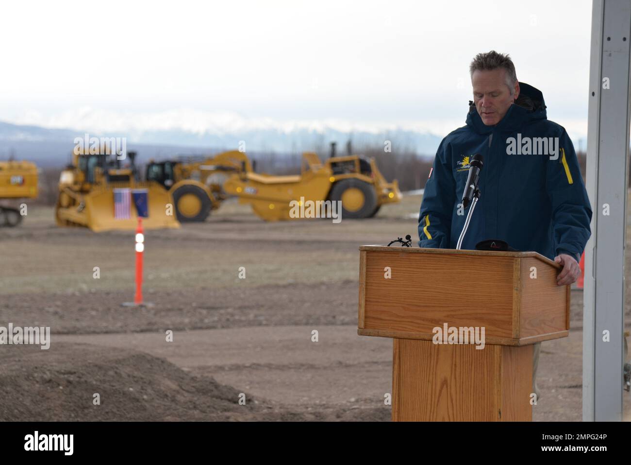 Gov. Mike Dunleavy delivers remarks at a groundbreaking ceremony for ...