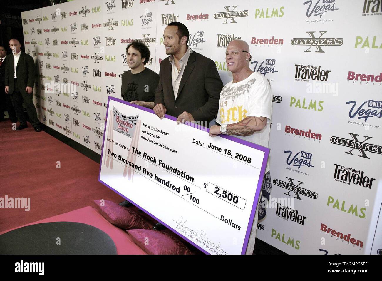 George Maloof, Dwayne Johnson (aka The Rock) and Johnny Brenden attend ...