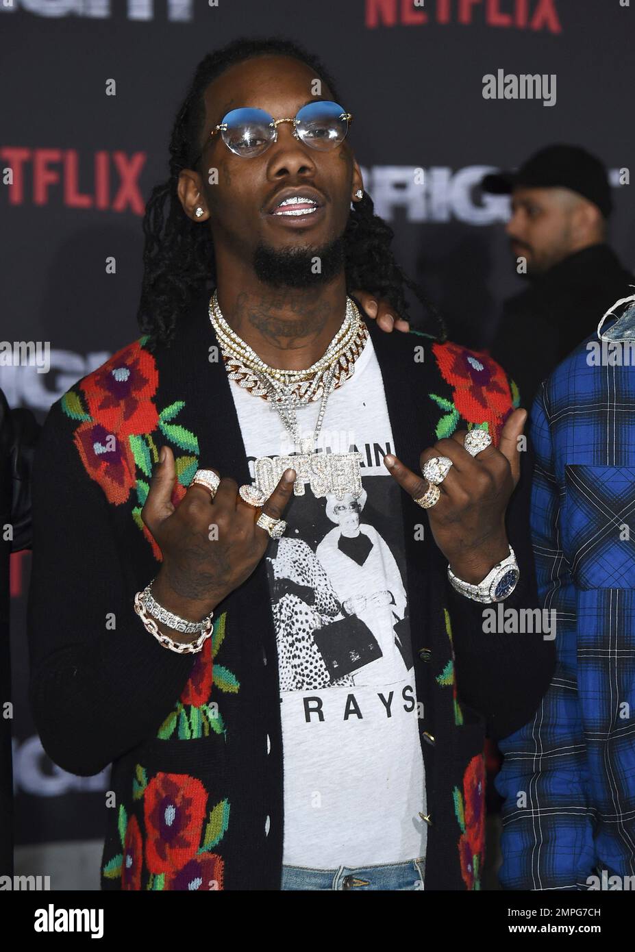 Offset, of Migos, arrives at the U.S. premiere of "Bright" at the ...