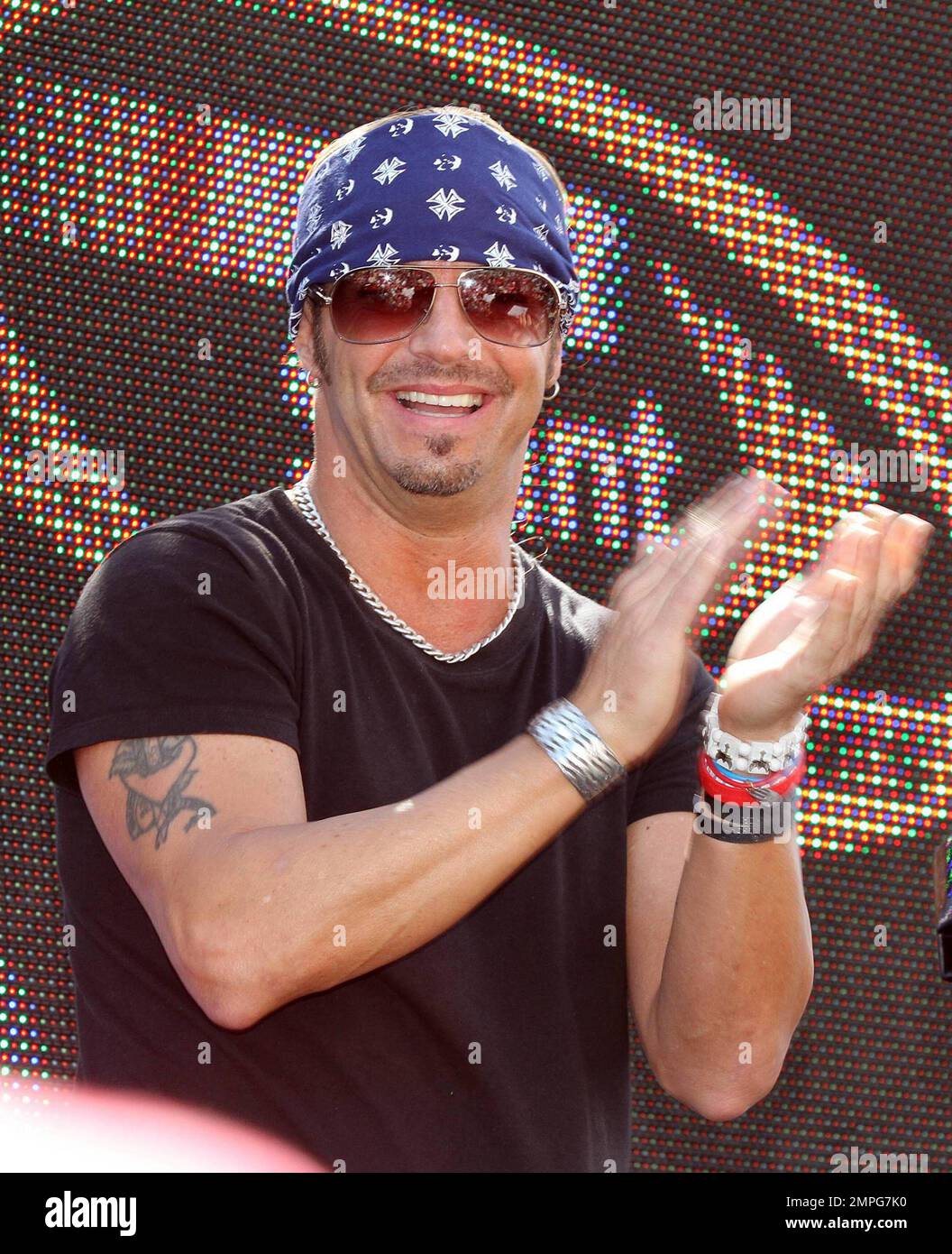 Rocker Bret Michaels appears as Grand Marshal for the NASCAR Ford 400 ...