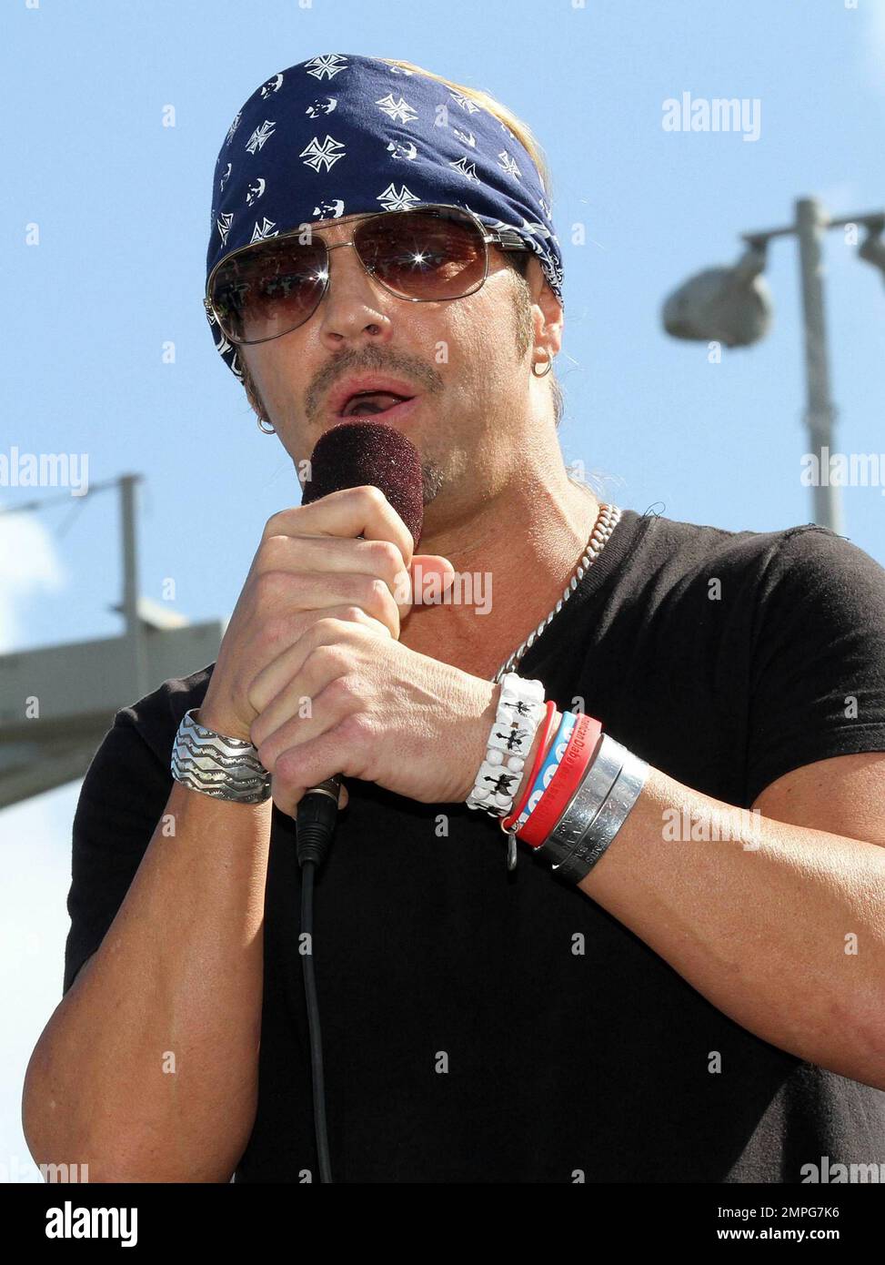 Rocker Bret Michaels appears as Grand Marshal for the NASCAR Ford 400 ...
