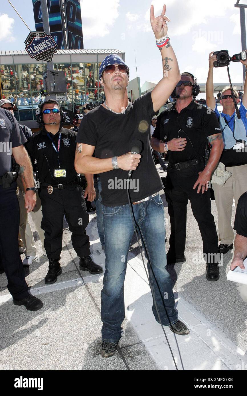 Rocker Bret Michaels appears as Grand Marshal for the NASCAR Ford 400 ...