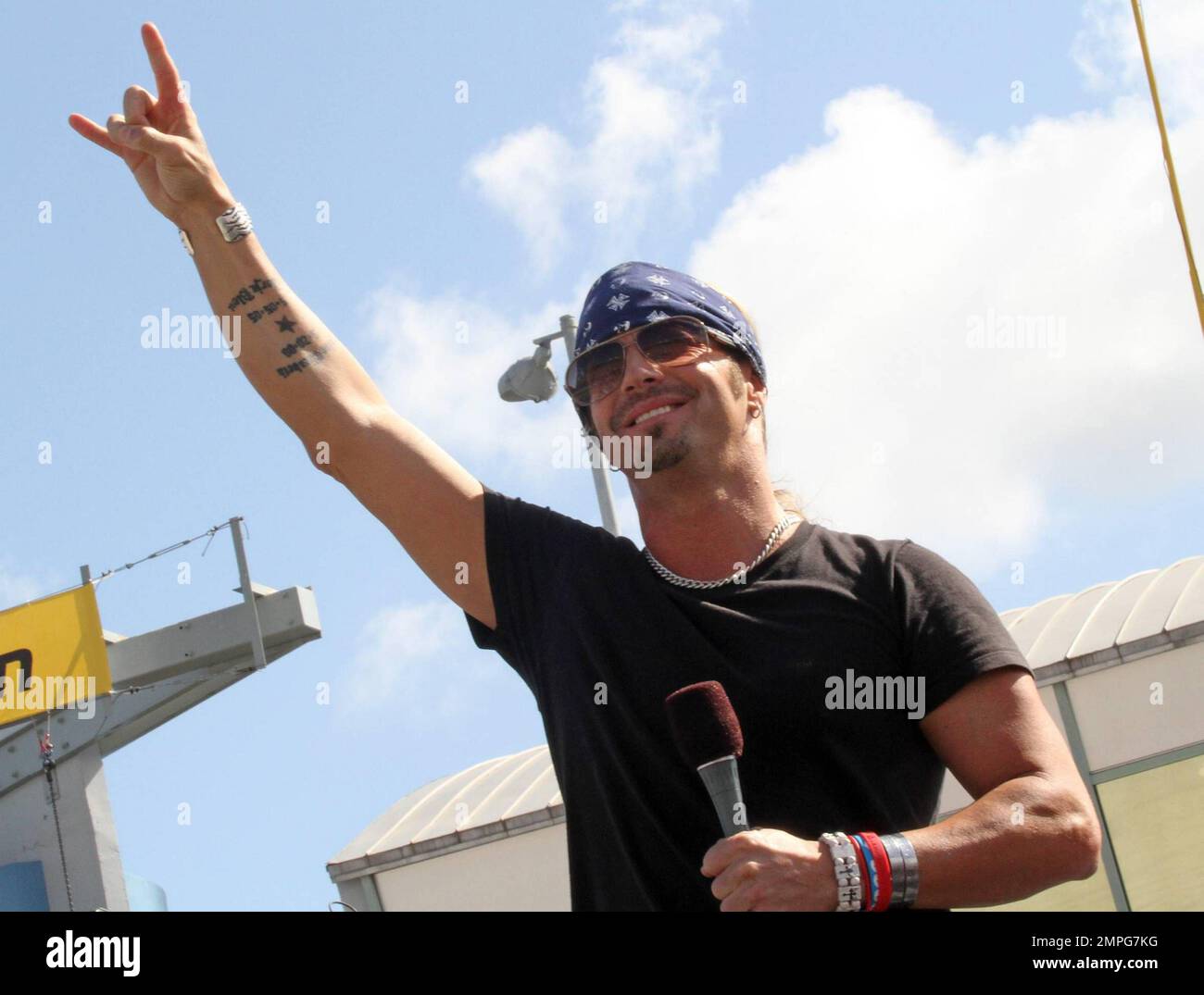 Rocker Bret Michaels appears as Grand Marshal for the NASCAR Ford 400 ...