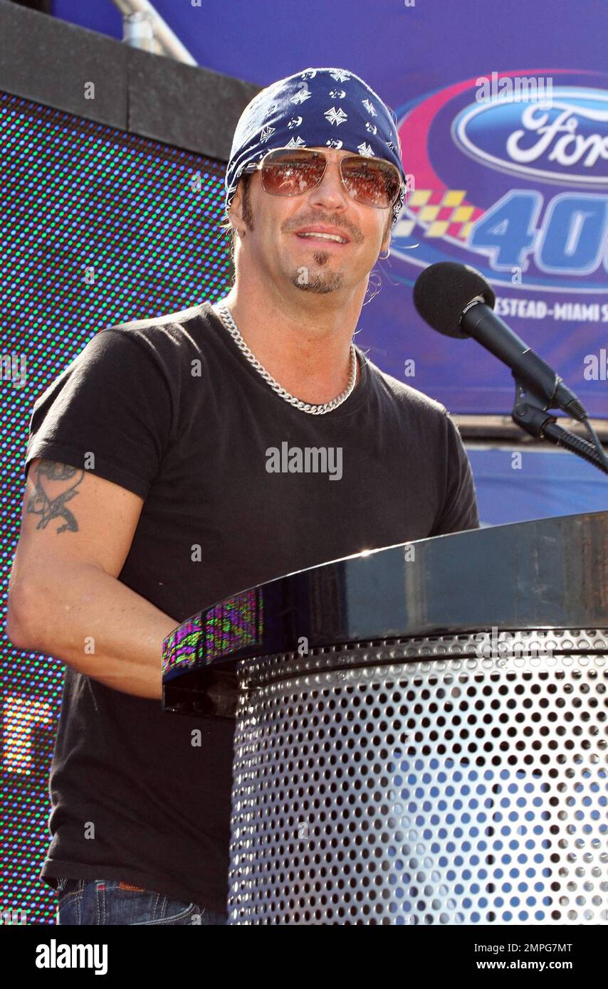 Rocker Bret Michaels appears as Grand Marshal for the NASCAR Ford 400 ...