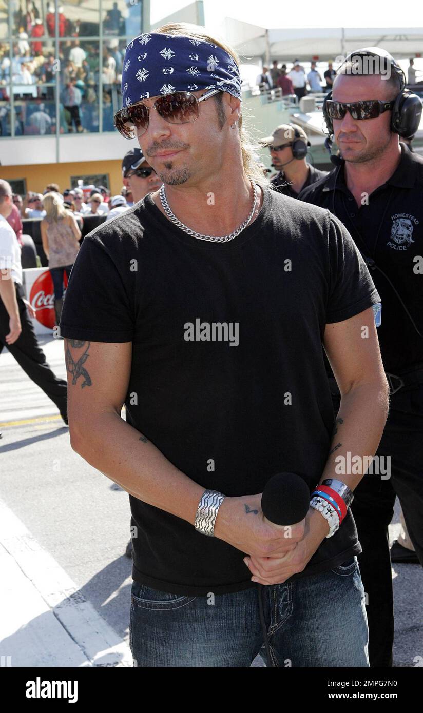 Rocker Bret Michaels appears as Grand Marshal for the NASCAR Ford 400 ...