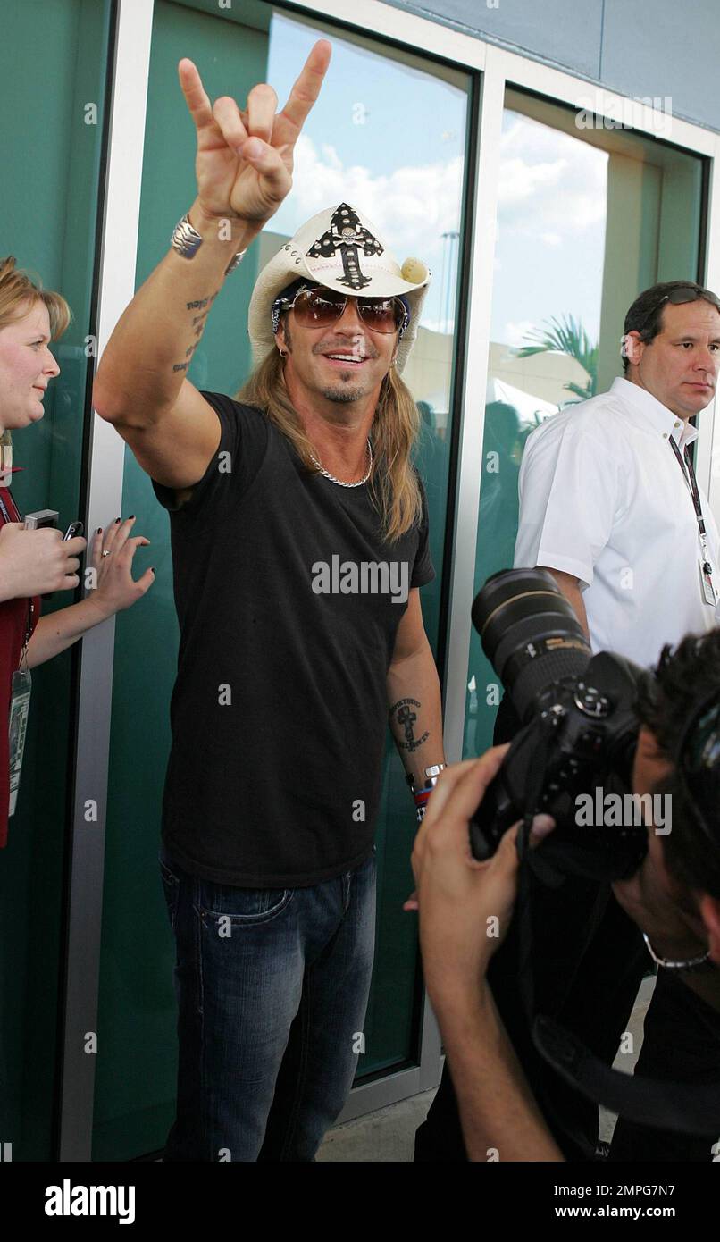 Rocker Bret Michaels appears as Grand Marshal for the NASCAR Ford 400 ...