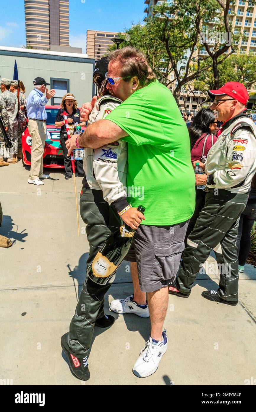 MTV’s “Awkward” actor Brett Davern celebrates after winning the Toyota ...