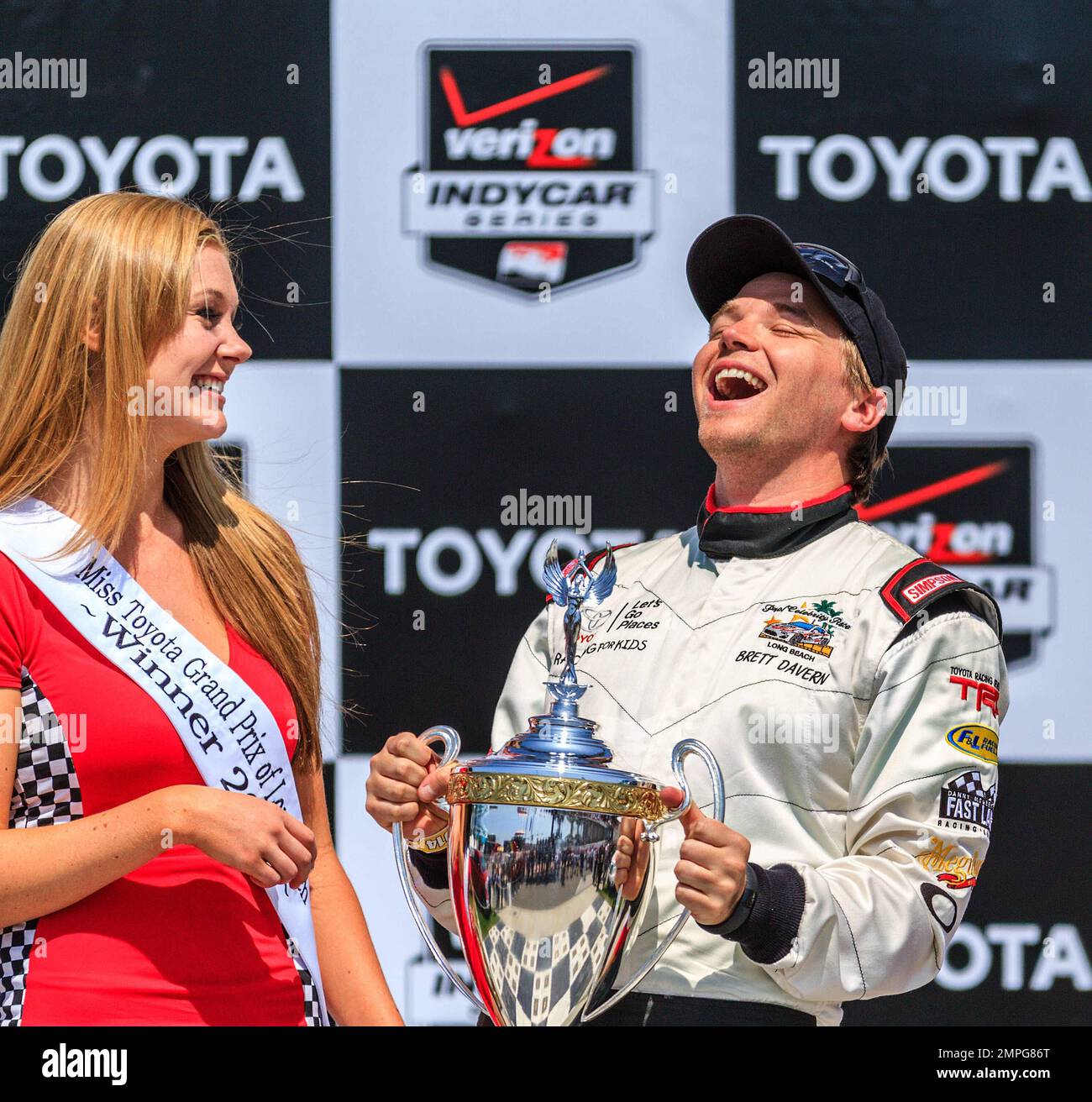 MTV’s “Awkward” actor Brett Davern celebrates after winning the Toyota ...