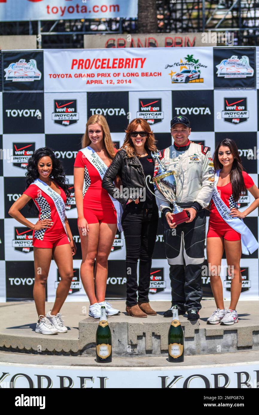MTV’s “Awkward” actor Brett Davern celebrates after winning the Toyota ...