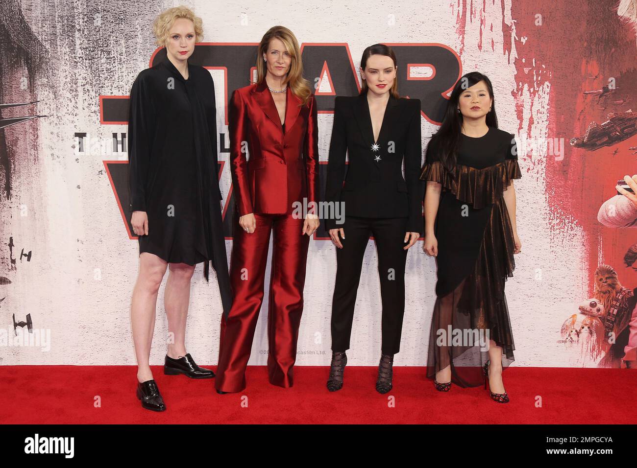 Actresses Gwendoline Christie, from left, Laura Dern, Daisy Ridley and ...