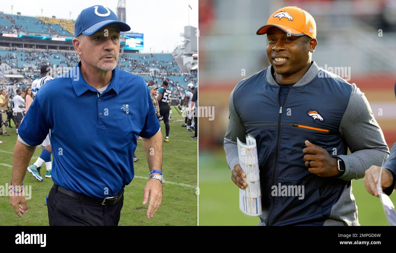 FILe - At left, in a Dec. 3, 2017, file photo, Indianapolis Colts head ...