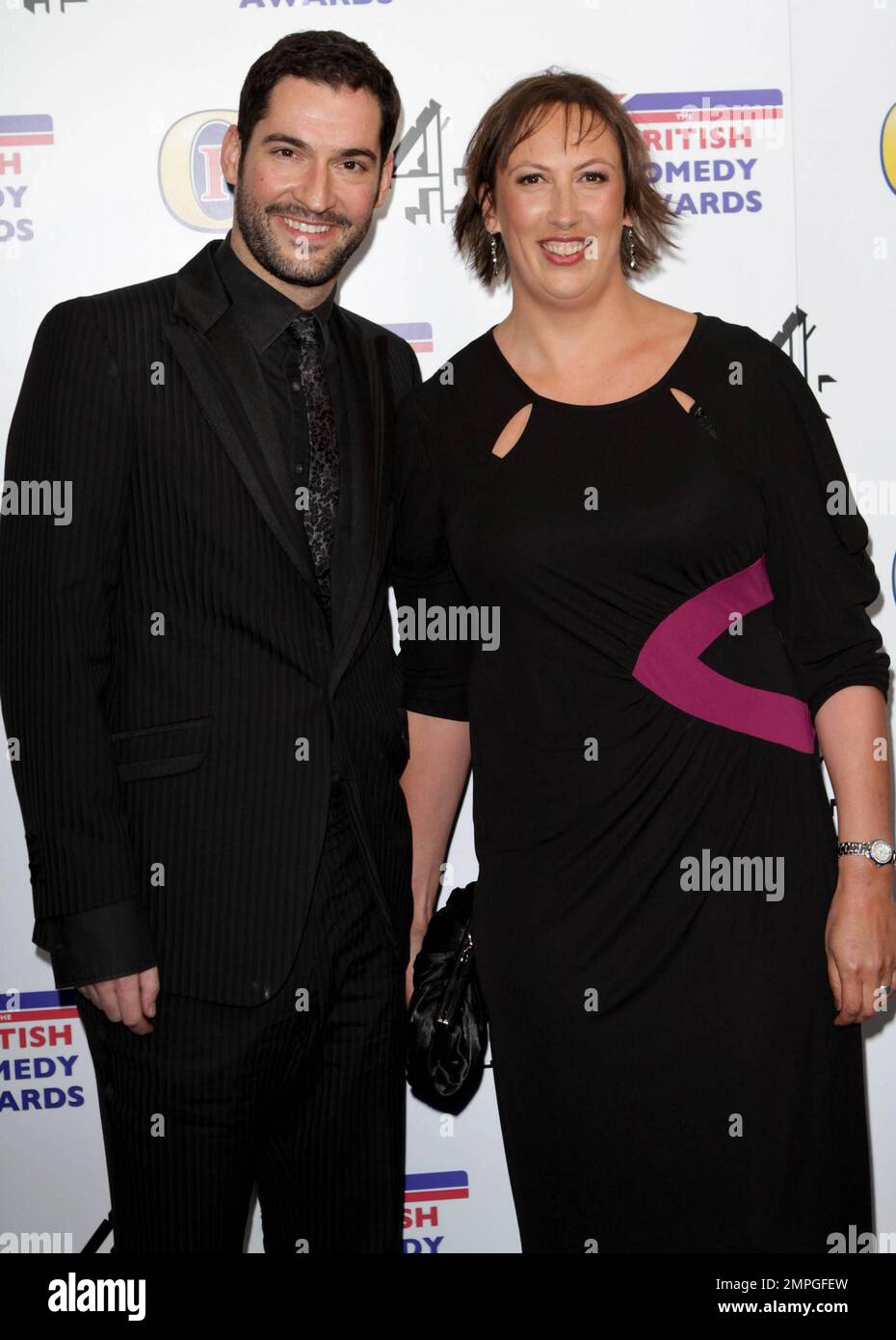 Miranda Hart (R) arrives at the British Comedy Awards held at the O2 ...