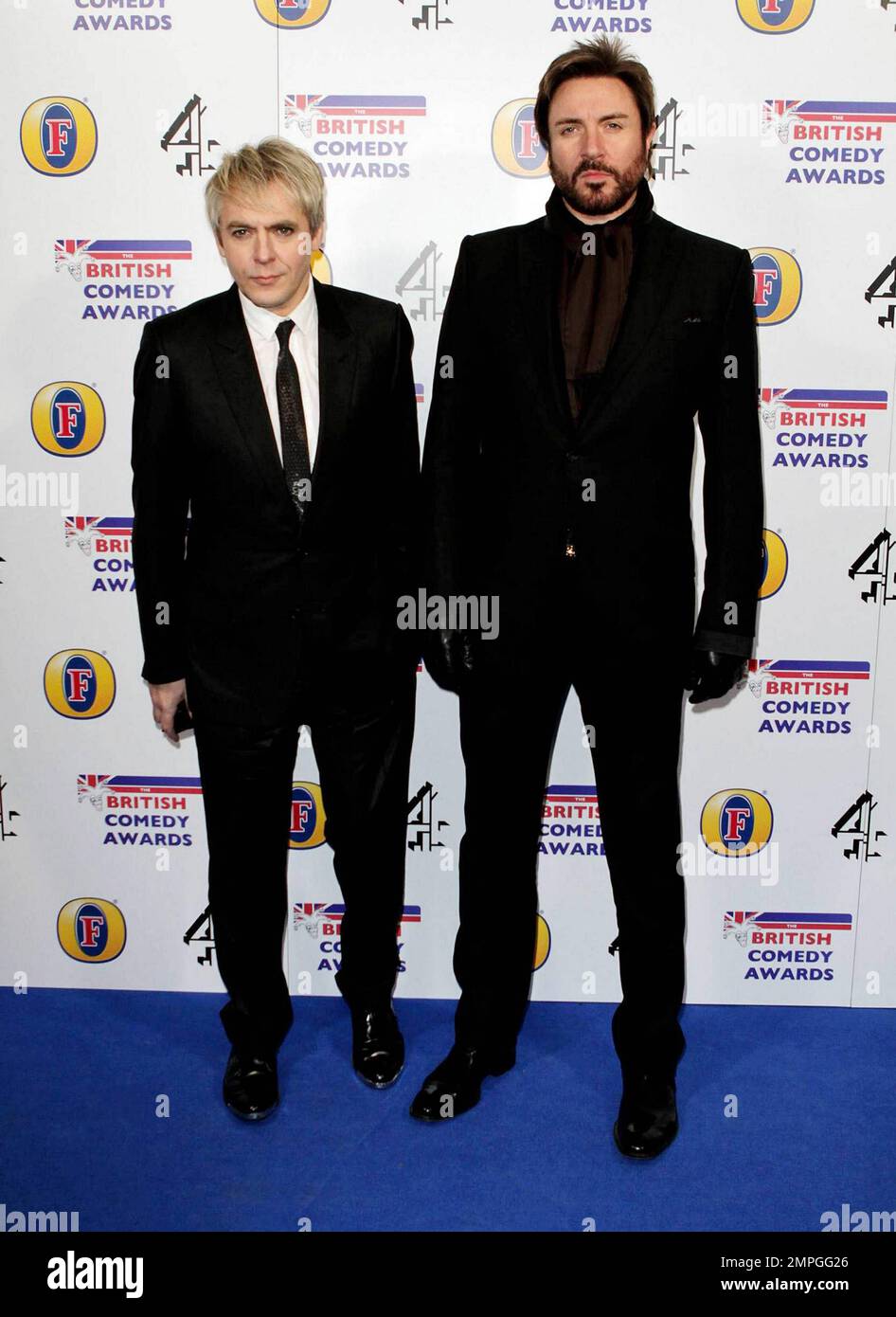 Nick Rhodes and Simon Le Bon arrive at the British Comedy Awards held ...
