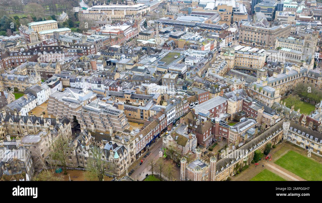 Picture dated January 26th 2023 shows an aerial view of Cambridge City ...
