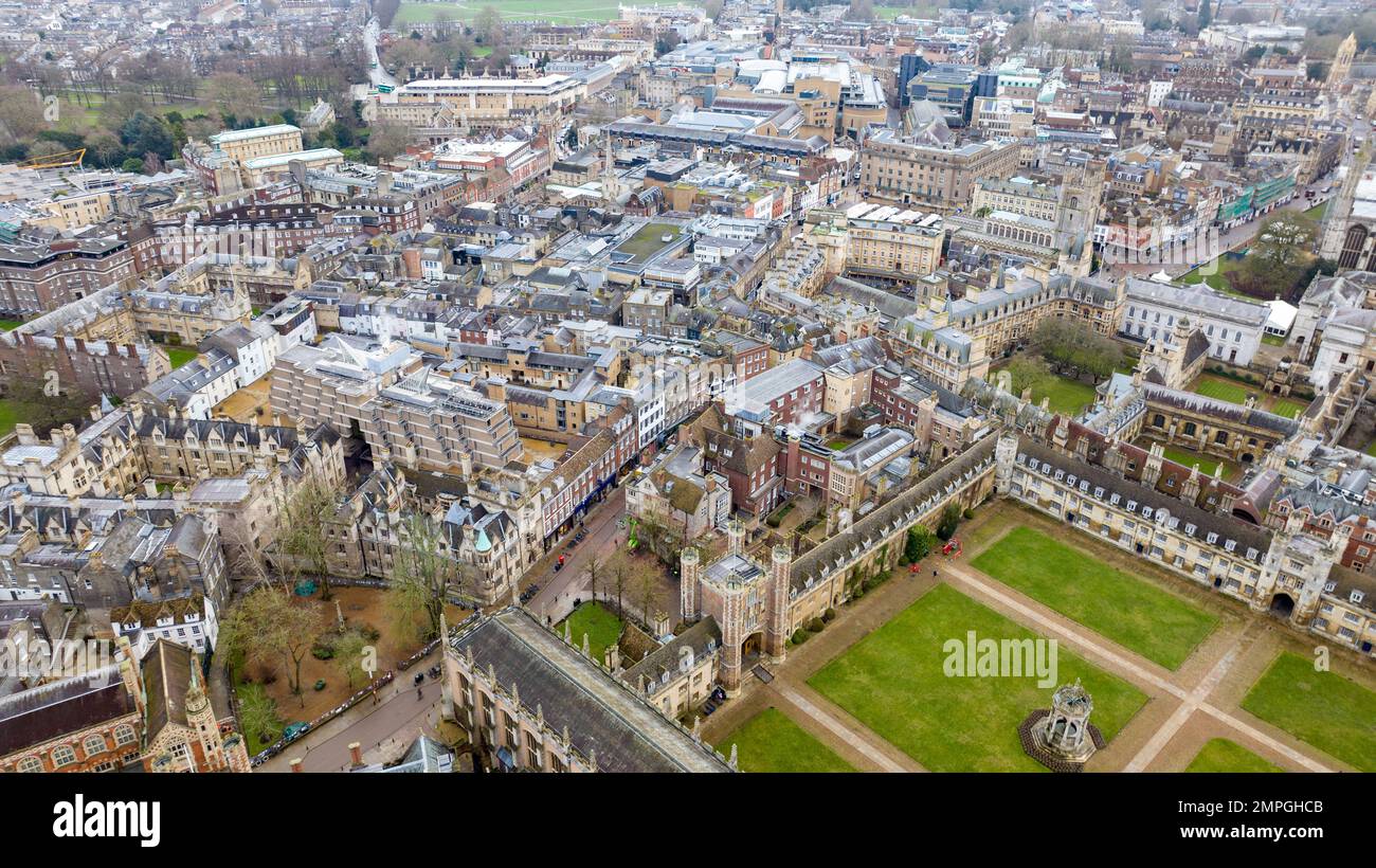 Picture dated January 26th 2023 shows an aerial view of Cambridge City ...