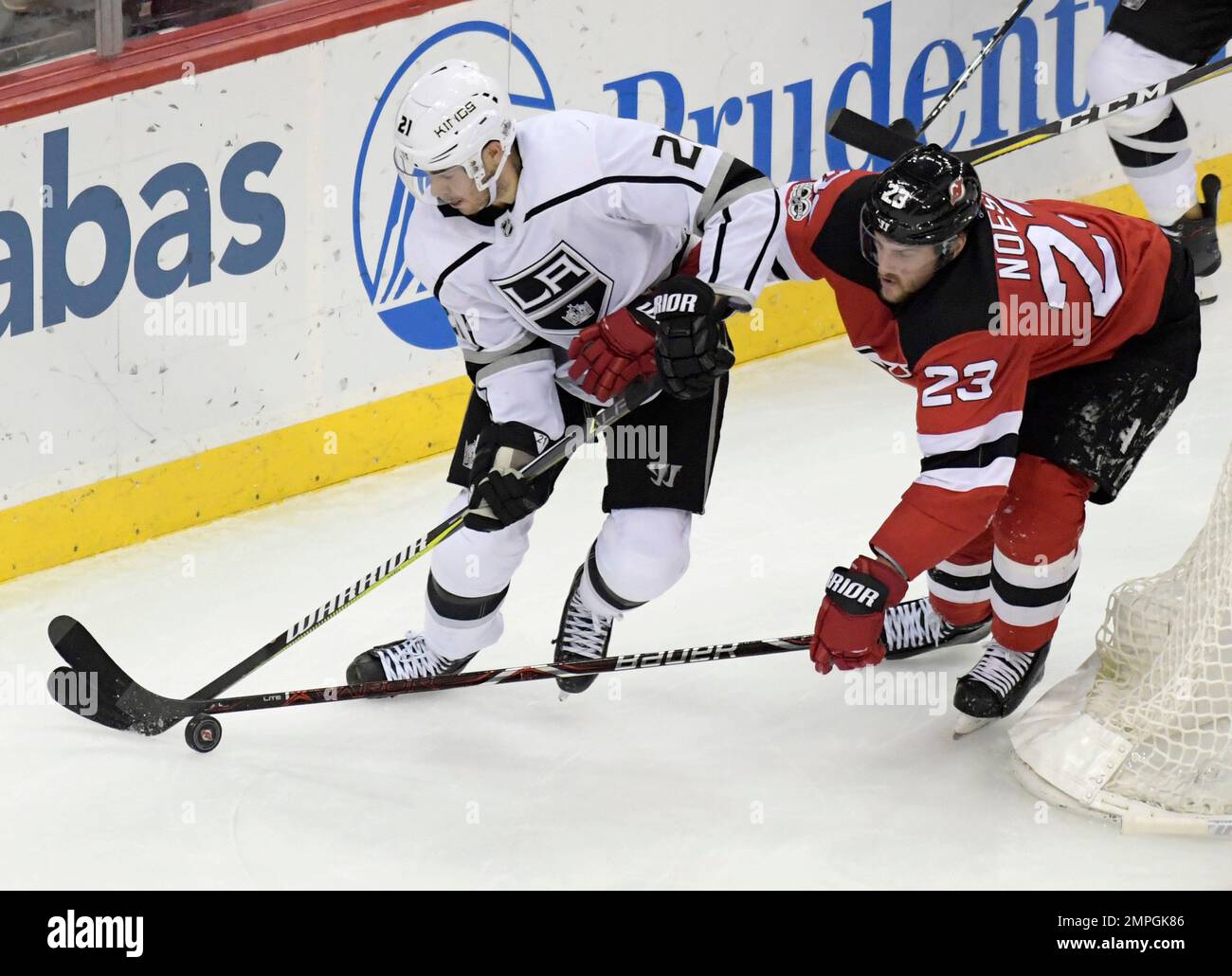 New Jersey Devils right wing Stefan Noesen, right, and Los Angeles ...