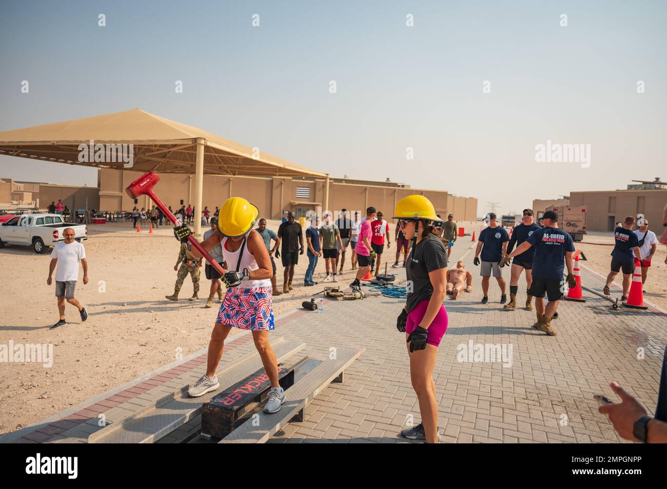 U.S. Air Force firefighters assigned to the 379th Expeditionary Civil ...