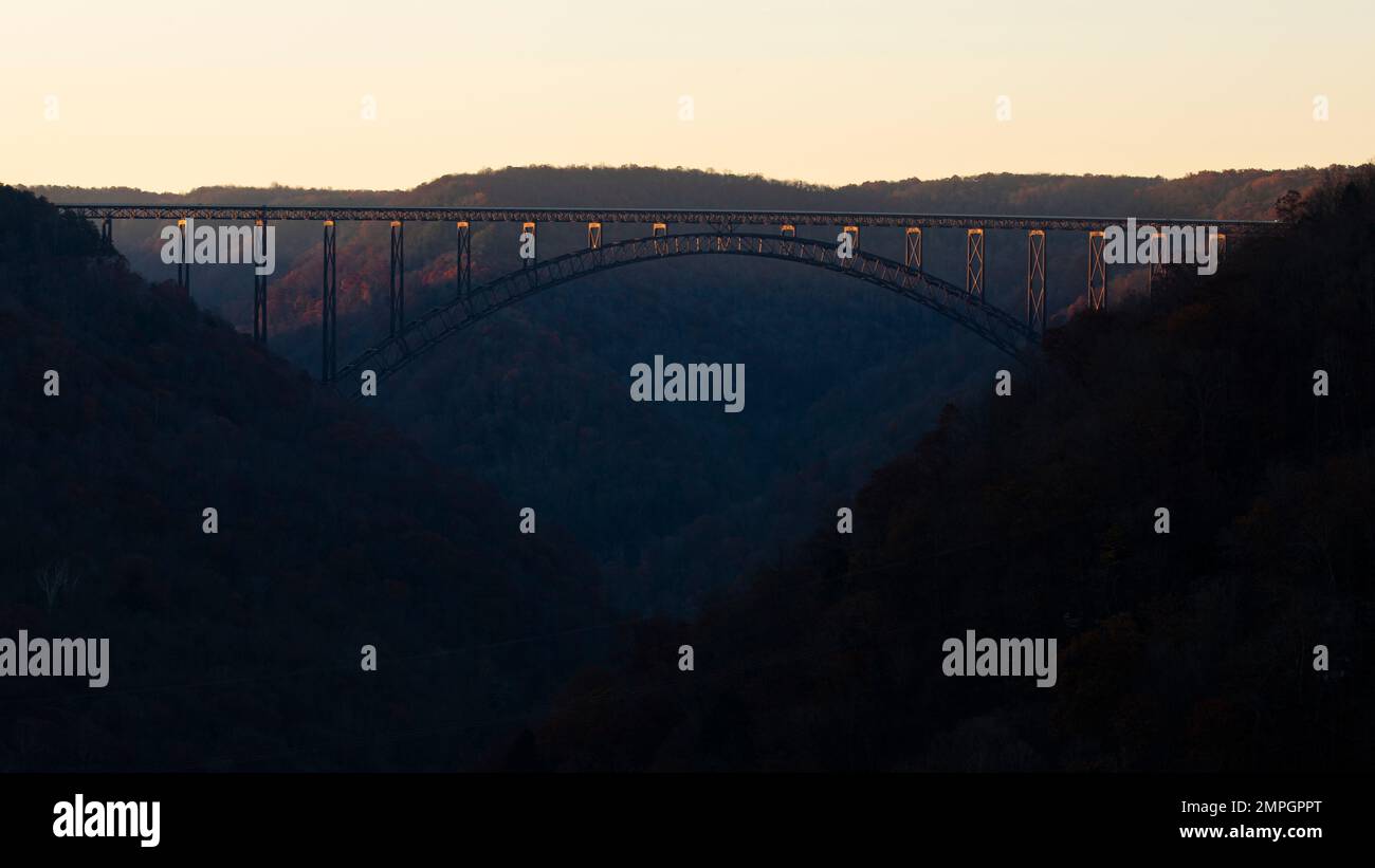 Sunrise on the New River Gorge Bridge Stock Photo - Alamy