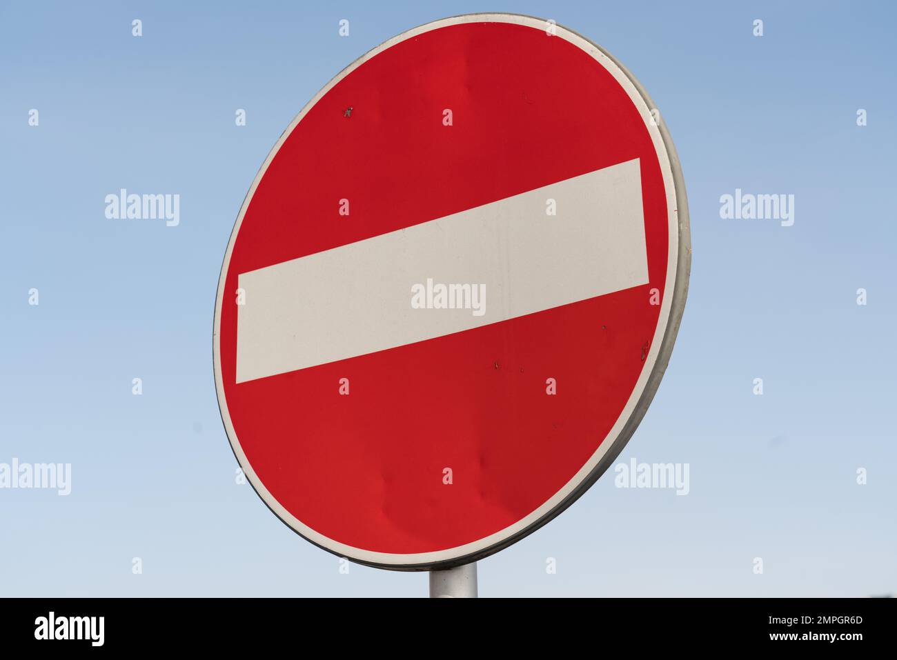 Road red metal sign for forbidden access as traffic concept Stock Photo ...