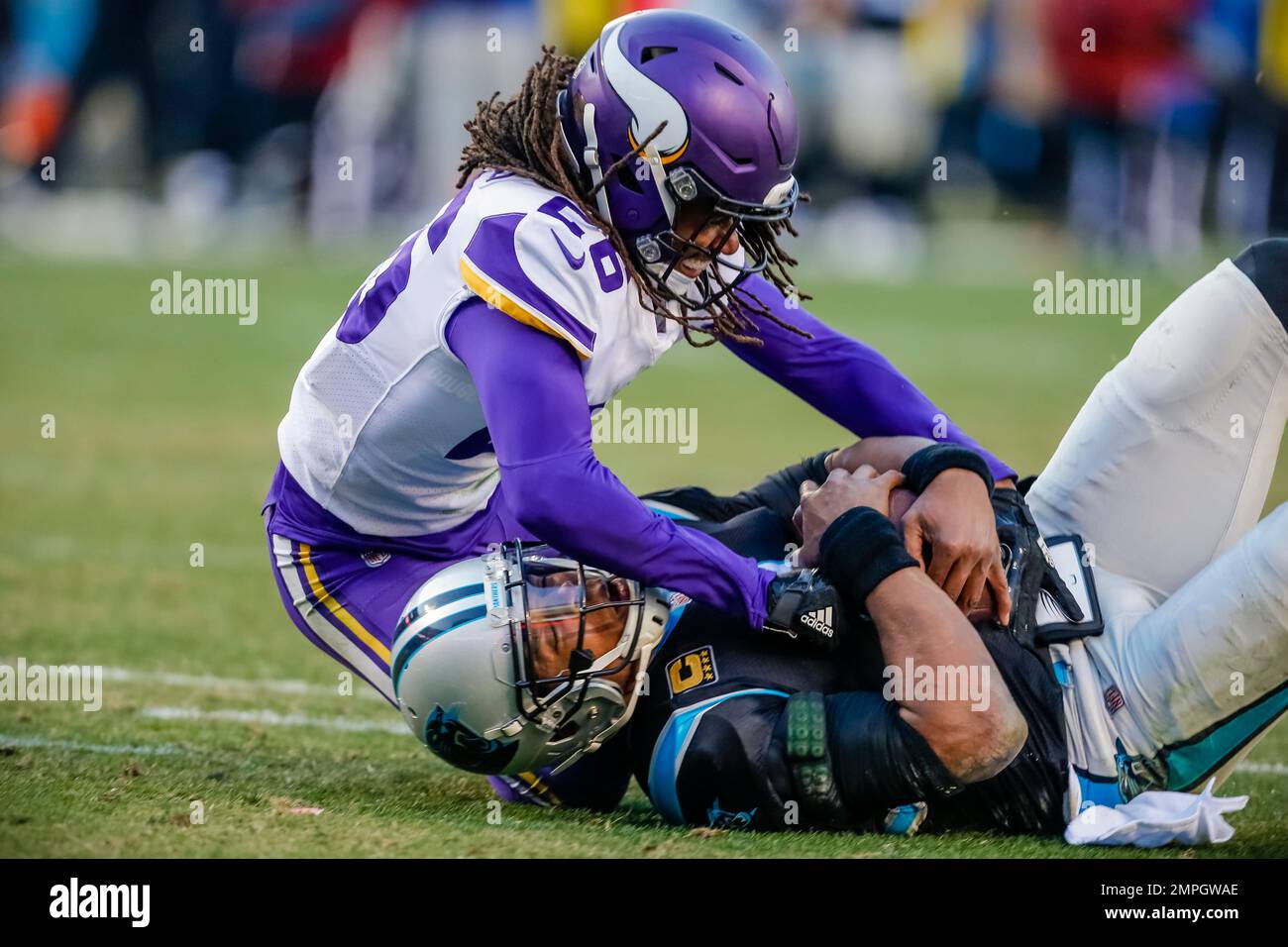 Carolina Panthers' Cam Newton (1) scrambles away from Minnesota Vikings ...